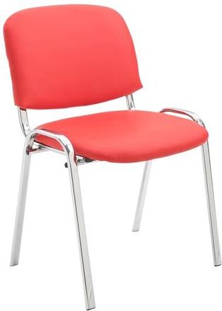 Clp Chaise De Conférence Ken en Similicuir I Chaise Visiteur avec Piétement en Métal Chromé I Chaise Confortable pour Salle DAttente, Couleur:Rouge