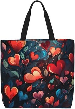 Generic Coeur Rouge Sac Courses L&eacute;ger Tote Bag Grand Sac A Main Femmes Pour Travail Gym Plage