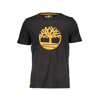Timberland Schwarzes Baumwoll-T-Shirt mit Print-Logo - - Tops - Herren - Schwarzk - S