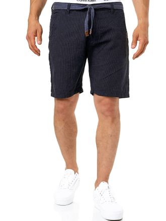 Indicode Herren Enford Shorts aus Baumwolle & Leinen | Bermuda Herrenshorts f&uuml;r M&auml;nner Navy, XXL