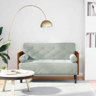 vidaXL Zweisitzer-Sofa mit Nackenrollen Hellgrau 110 cm Samt Vidaxl