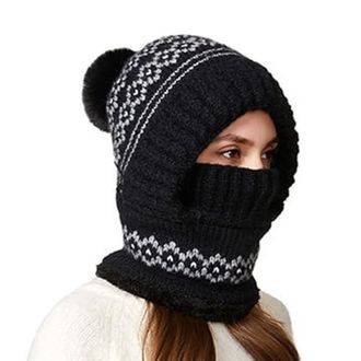 Generic Bonnet dhiver r&eacute;glable et chaud en tricot avec &eacute;charpe et couvre-visage | Pour femmes et filles par temps froid, sports de neige, randonn&eacute;e, trajets, 
