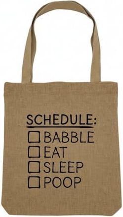 Fabulous Sac Shopping Tote Bag Aspect Lin - Baby Daily Schedule Humor Joke - Sac de Courses Toile Epaisse 360g Beige Naturel Cabas Port&eacute; Epaule Solide Imprim&eacute; 