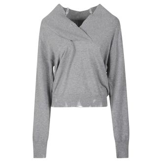 Stella McCartney Femme, Pulls, Gris, Taille: 40 FR Pull col V en laine m&eacute;rinos d&eacute;lav&eacute;e