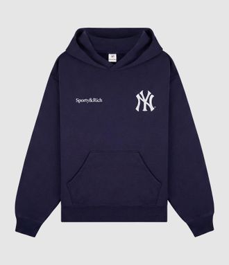 Sporty & Rich Sweatshirt Hoodie Yankees Curve Dark Navy, Collaboration Sporty & Rich x 47Brand