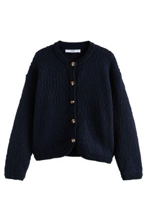 Next Strickjacke Strukturierte, gestrickte Jacke mit Wollanteil (1-tlg)