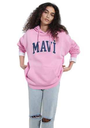 Mavi Damen Logo Hooded Sweatshirt Pullover, Lilac C, S