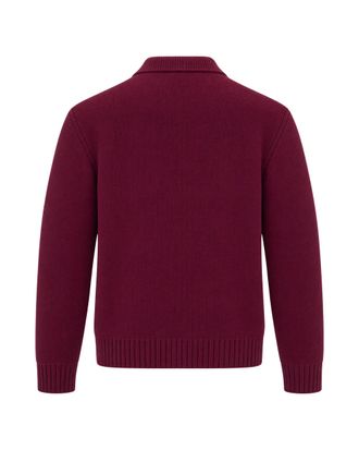 Arte Logo-Embroidered Wool Cardigan - Burgundy