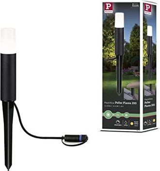 Paulmann 94533 Plug & Shine LED Au&szlig;enleuchte Pollerleuchte Flarea IP65 200mm Warmwei&szlig; incl. 1x3,6 Watt dimmbar Schwarz Metall 3000 K