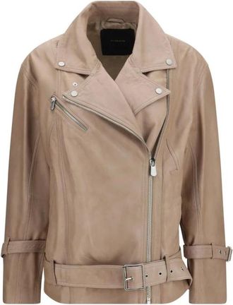 Pinko Pinko - Blouson de motard en cuir - Femme - Vestes - Beige - Taille: 36 FR
