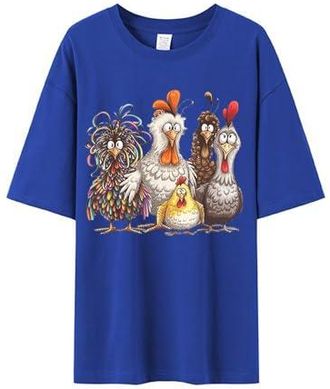 Generico T-shirt pour homme avec col rond T-shirt dr&ocirc;le de coqs &agrave; manches courtes style hiphop Halloween carnaval maillot r&eacute;tro m&eacute;di&eacute;val pour vacances et loisi