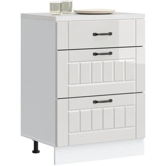 vidaXL Küchen-Unterschrank Lucca Hochglanz-Weiß Holzwerkstoff - Vidaxl