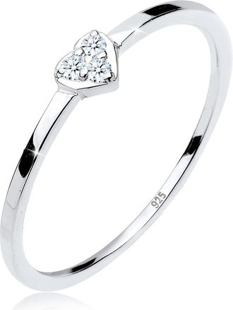 DIAMORE Elli DIAMONDS Ring Damen Herz Symbol Klassisch mit Diamant (0.06 ct.) in 925 Sterling Silber