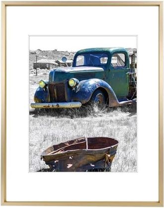 Golden State Art klassischer Bilderrahmen aus satiniertem Aluminium, Querformat oder Hochformat, mit elfenbeinfarbener Matte, für 20,3 x 25,4 cm Foto und Echtglas 11x1