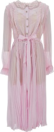 Self Portrait Femme, Robes, Rose, Taille: 34 FR Robe Midi Pliss&eacute;e en Georgette