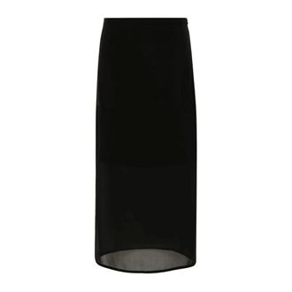 Sportmax Femme, Jupes, Noir, Taille: 36 FR Black Midi Skirt Viscose Chiffon Amico