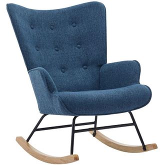 Vente-Unique Vente-unique - Fauteuil &agrave; bascule en tissu chin&eacute; bleu elmina ii