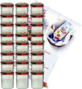 MamboCat 25er 350 ml Sturzglas-Set | Einmachgläser + Twist-Off-Deckel Obst + GRATIS Rezeptheft | einkochen & konservieren | backofengeeignet