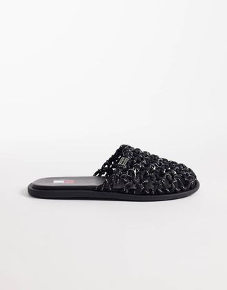 Tommy Jeans Mules plates en tulle - Noir