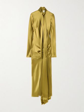 Galvan Emilie Robe Aus Satin Mit B&auml;ndern - Gr&uuml;n