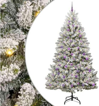 vidaXL K&uuml;nstlicher Weihnachtsbaum Gr&uuml;n und Wei&szlig; 240 cm PVC und Metall vidaXL