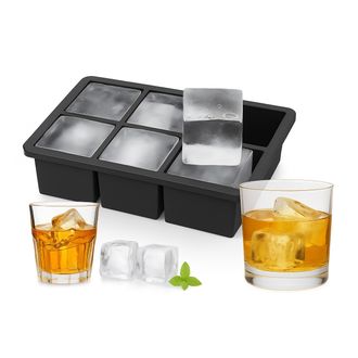 Relaxdays Eisw&uuml;rfelform Silikon, wiederverwendbar, XXL Silikonform f&uuml;r 5 cm Eisw&uuml;rfel, 6 einzelne Eisw&uuml;rfel, schwarz