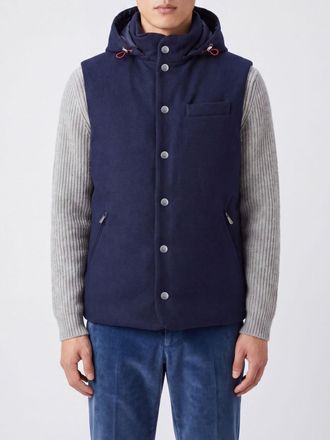 Brunello Cucinelli Gilet matelass&eacute; en laine avec capuche amovible