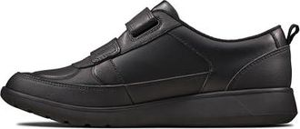 Clarks Scape Flare K, Sneakers Basses Gar&ccedil;on, Noir (Black Leather Black Leather), 34 EU