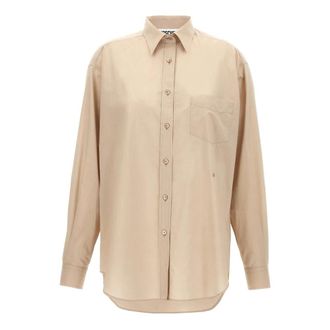 Moschino Besticktes Baumwollhemd - - Blouses & Shirts - Damen - Beige - S