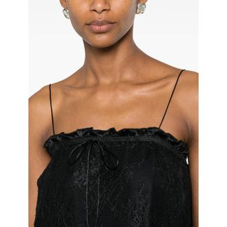 The Nina Studio Lace-Trimmed Viscose Tank Top - Black