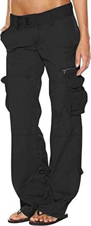 Generic Pantalon cargo taille basse pour femme - Pantalon de randonn&eacute;e d&eacute;contract&eacute; - Couleur unie - Confortable - Ample - Classique - Tendance - Grande taille