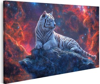 Islandburner Bild auf Leinwand Wei&szlig;er Tiger im kosmischen Raum Bilder Wandbilder Poster