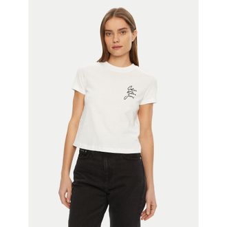 Calvin Klein Jeans T-Shirt Script Institutional J20J224984 Wei&szlig; Slim Fit