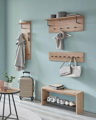 Loftscape home24 Schuhbank Dunnet 80 x 40 x 30cm Braun/Wildeiche Dekor