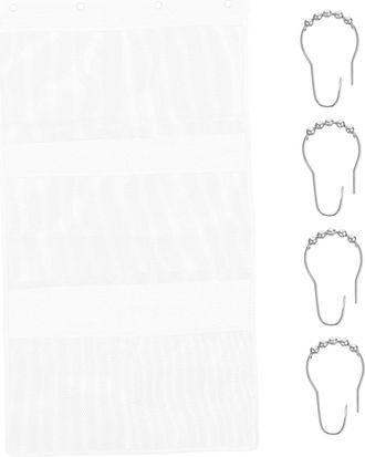 Valiclud Fächer Mesh Duschorganizer Hängeaufbewahrung mit Ringhaken Platzsparender Bad Organizer für Shampoo Seife Handtücher Praktisches Mesh Badetuch und Toi