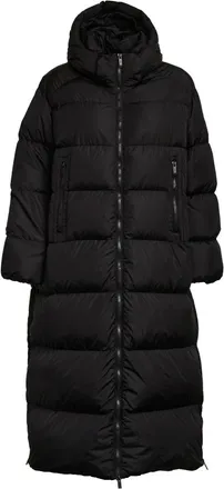Add Femme, Manteaux, Noir, Taille: 38 FR Veste Longue à Capuche en Duvet