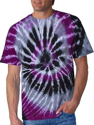 Generic Chemises tie-dye pour homme adulte à manches courtes dété décontracté col rond graphique personnalisé dégradé fantaisie t-shirts de course imprimés, v