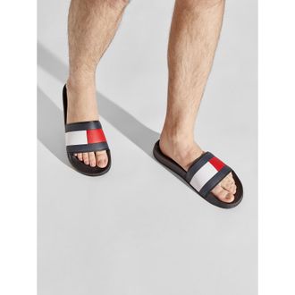 Tommy Hilfiger Pantoletten Tommy Hilfiger Rubber Th Flag Pool Slide FM0FM04263 Schwarz