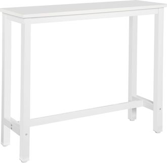 Woltu 1x Bartisch Bistrotisch Stehtisch Esstisch, Metallgestell, Tischplatte aus MDF, Weiß, 120x100x40cm(BxHxT)