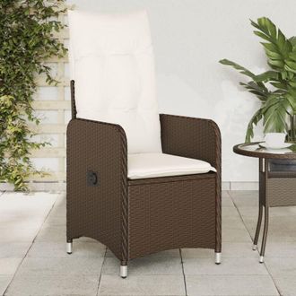 vidaXL Gartensessel mit Kissen 2 Stk. Verstellbar Braun Poly Rattan - Vidaxl