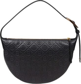 Tory Burch Tory Burch Hobo Bags - Monogram Leather Balloon Shoulder Bag, Black - Gr. unisize - in Schwarz - f&uuml;r Damen