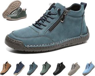 Generic Chaussures orthop&eacute;diques confortables en cuir faites &agrave; la main pour femme - L&eacute;g&egrave;res et antid&eacute;rapantes - Fermeture &eacute;clair lat&eacute;rale, Vert 2, 38.5 EU