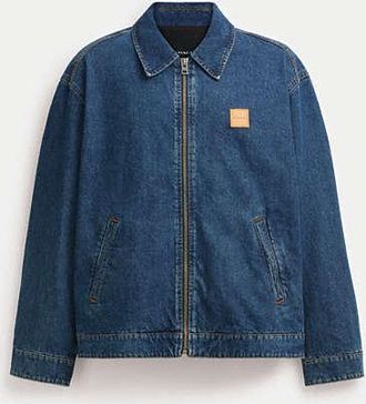 Coach Denimjacke mit Rei&szlig;verschluss vorne f&uuml;r M&auml;nner in Blau, Gr&ouml;&szlig;e Gro&szlig; | Baumwolle