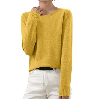 Generic Femme Pull Femme Chic D&eacute;contract&eacute;s L&eacute;ger Tunique &agrave; Manches Longues Sweatshirt Chic et &Eacute;l&eacute;gant Col Rond Chaud Pullover Haut Tops Automne et Hiver Cadea