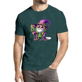 Generic T-shirt Mardi Gras pour homme - Imprim&eacute; nain de nain &agrave; col ras du cou - T-shirt d&eacute;contract&eacute; tendance pour carnaval, voyage quotidien, vert fonc&eacute;, 4XL