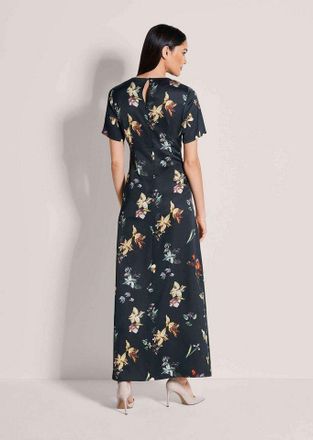 Madeleine Maxikleid Maxikleid mit floralem Print Viskosekleid mit Rundhals, Rei&szlig;verschluss, Kurzarm und Kn&ouml;chell&auml;nge