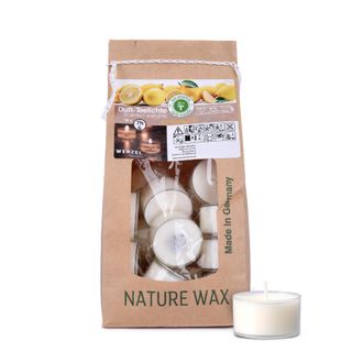 Wenzel Teelichter Duftkerze - 18 Duftteelichter Citronella Duft - 7 h Brenndauer - 100% Naturwachs, Palmölfrei, Ohne Alu - Raumduft & Deko-Kerzen für Zuhause