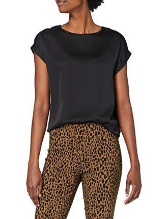 Vila Vila Top/S Satin Viellette S/S-Noos T-Shirt, Noir, 44 Femme