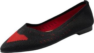 Generic Ballerines plates en tricot &agrave; bout pointu pour femme - L&eacute;g&egrave;res et respirantes - Classiques et confortables - Chaussures d&eacute;contract&eacute;es &agrave; enfiler - Vaca