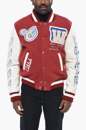 Off-white Bomber ONTHEGO with Leather Sleeves and Terry Appliqu&eacute;s Off-White